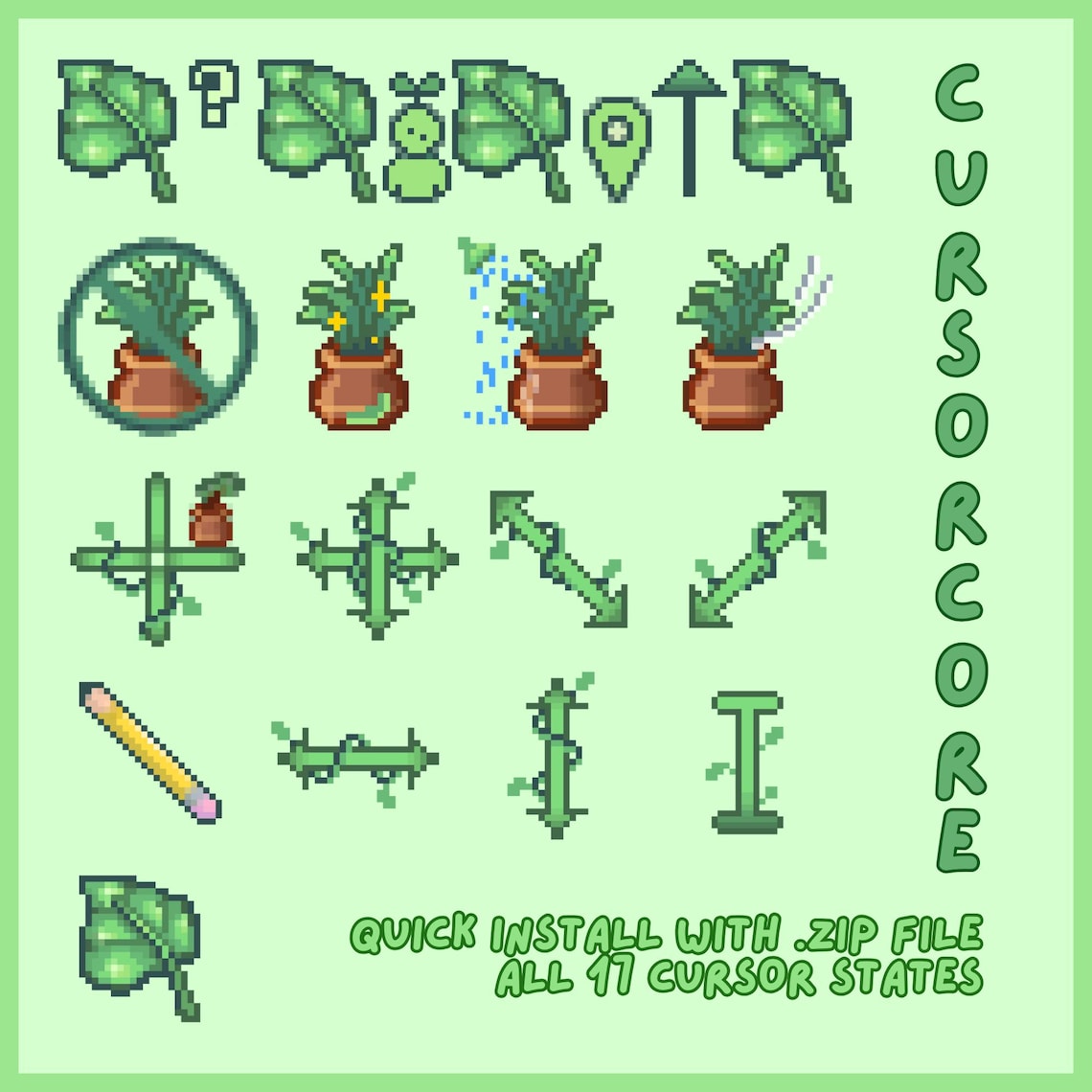 Plantcore Mouse Cursors - Full Aesthetic Pack of All 17 States - Etsy