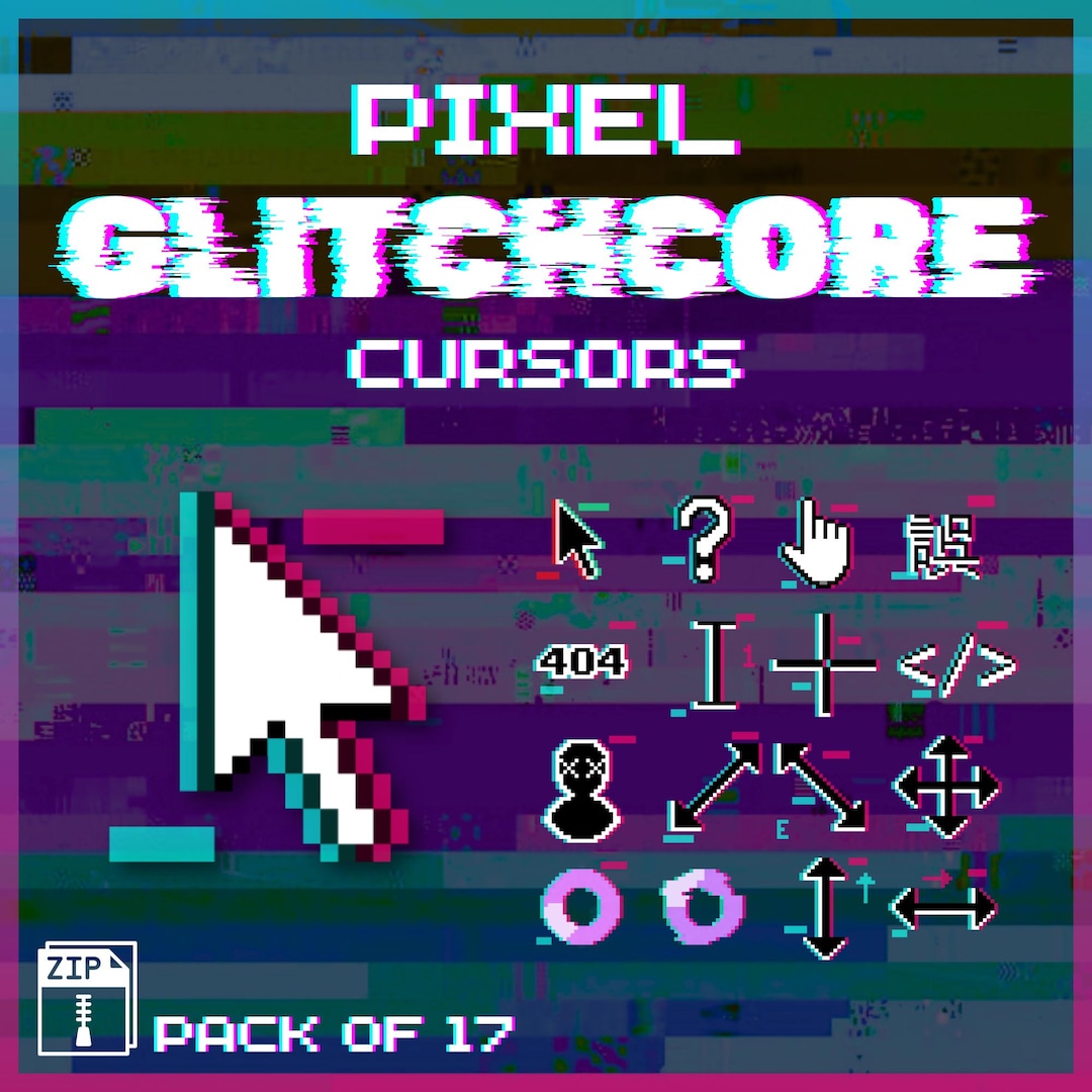 Glitchcore Mouse Cursors - Full Aesthetic Pack of All 17 States - Etsy