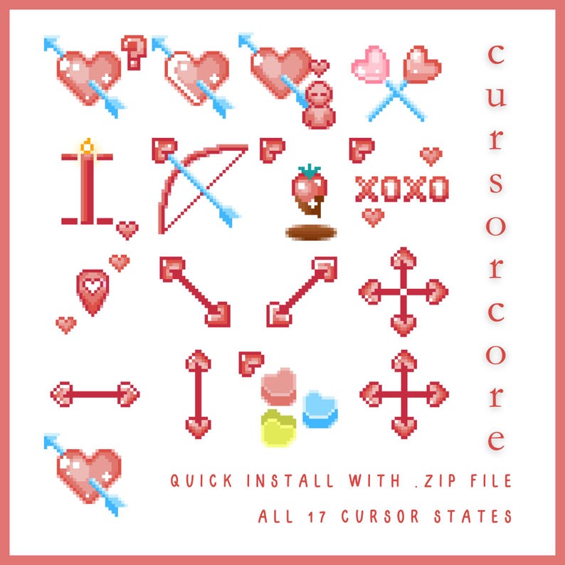 Valentine's Day Animated Cursors - Full Aesthetic Pack of All 17 States ...