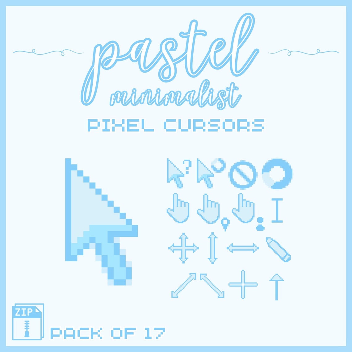 Blue Pastel Mouse Cursors - Full Aesthetic Pack of All 17 States - Etsy