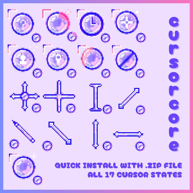 Bubblecore BUNDLE Mouse Cursors - Full Aesthetic Packs of All 17 States ...