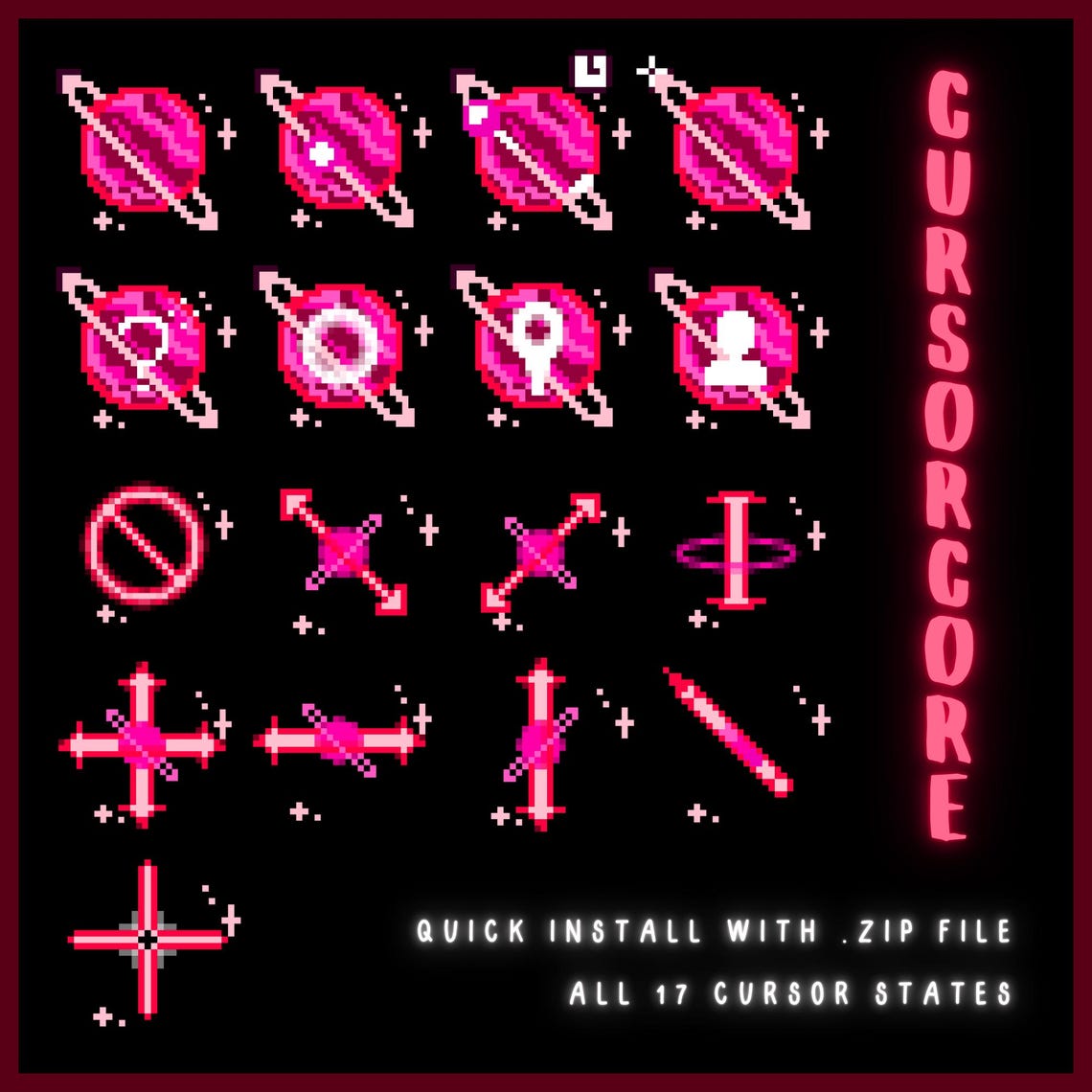 Spacecore BUNDLE Mouse Cursors Full Aesthetic Packs of All 17 States - Etsy