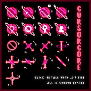 Spacecore BUNDLE Mouse Cursors - Full Aesthetic Packs of All 17 States ...