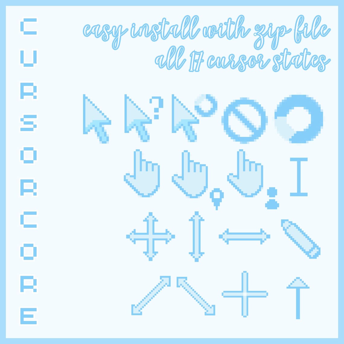 Blue Pastel Mouse Cursors - Full Aesthetic Pack of All 17 States - Etsy