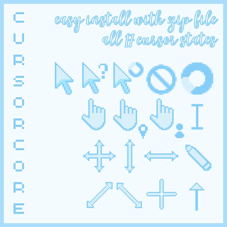 Blue Pastel Mouse Cursors - Full Aesthetic Pack of All 17 States - Etsy