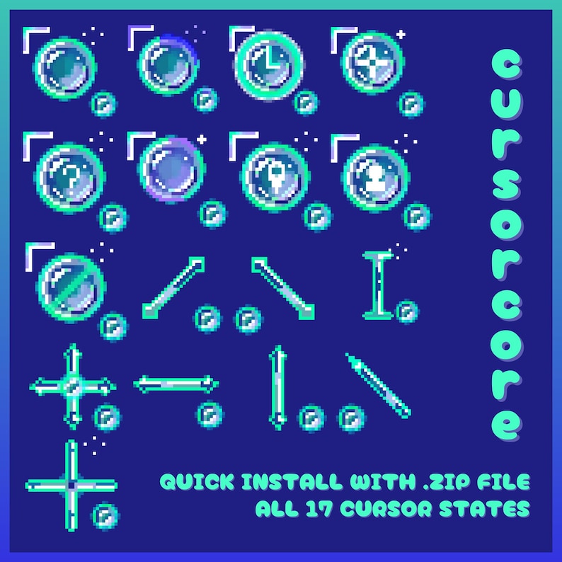 Bubblecore BUNDLE Mouse Cursors - Full Aesthetic Packs of All 17 States ...