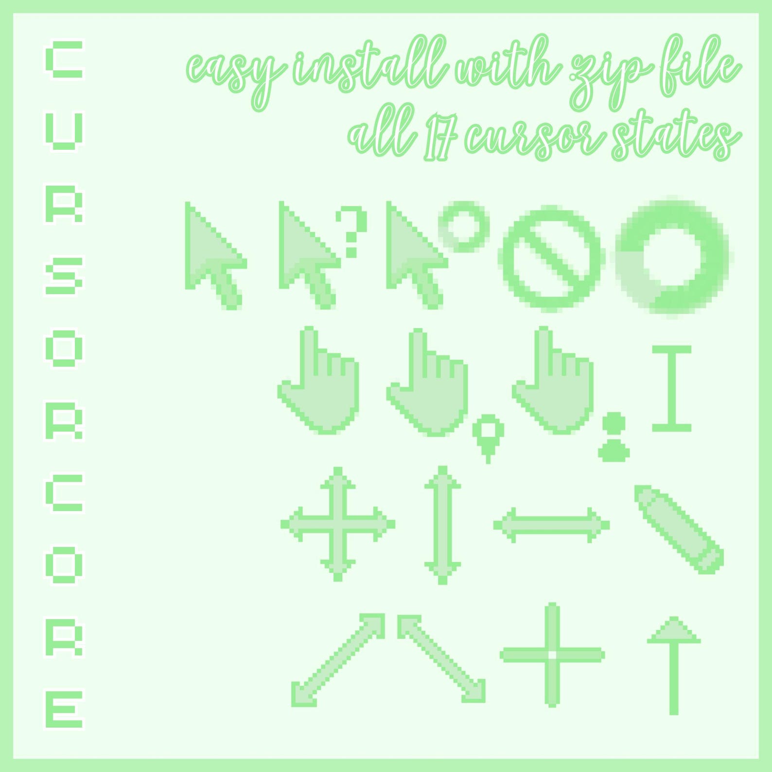 Green Pastel Mouse Cursors - Full Aesthetic Pack of All 17 States - Etsy