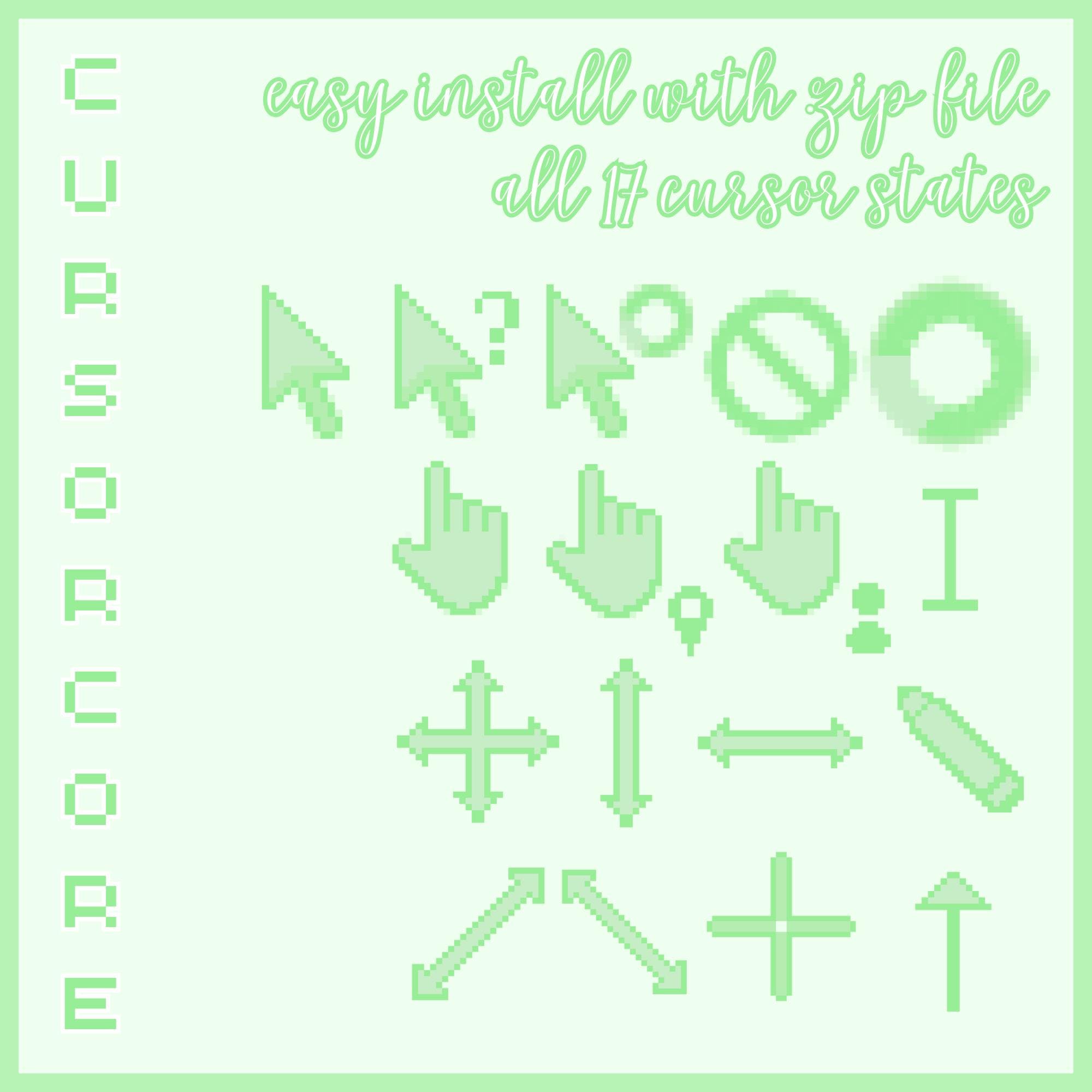 Green Pastel Mouse Cursors - Full Aesthetic Pack of All 17 States - Etsy