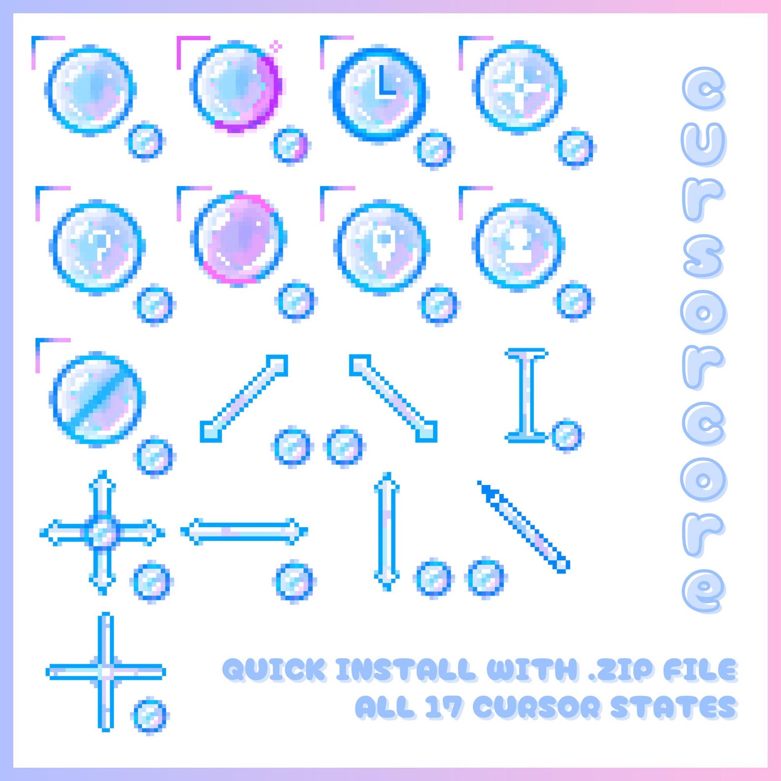 Bubblecore BUNDLE Mouse Cursors - Full Aesthetic Packs of All 17 States ...