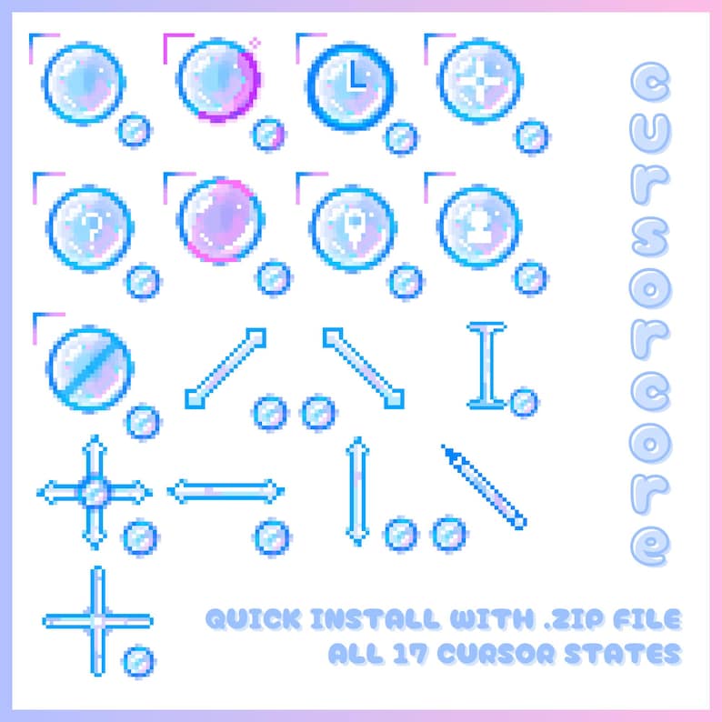 Bubblecore BUNDLE Mouse Cursors - Full Aesthetic Packs of All 17 States ...