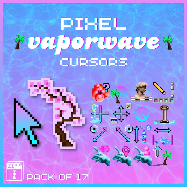 Vaporwave Mouse Cursors - Full Aesthetic Pack of All 17 States - Etsy