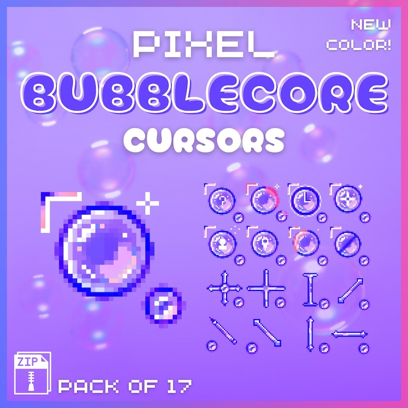 Purple Bubblecore Animated Cursors - Full Aesthetic Pack of All 17 ...