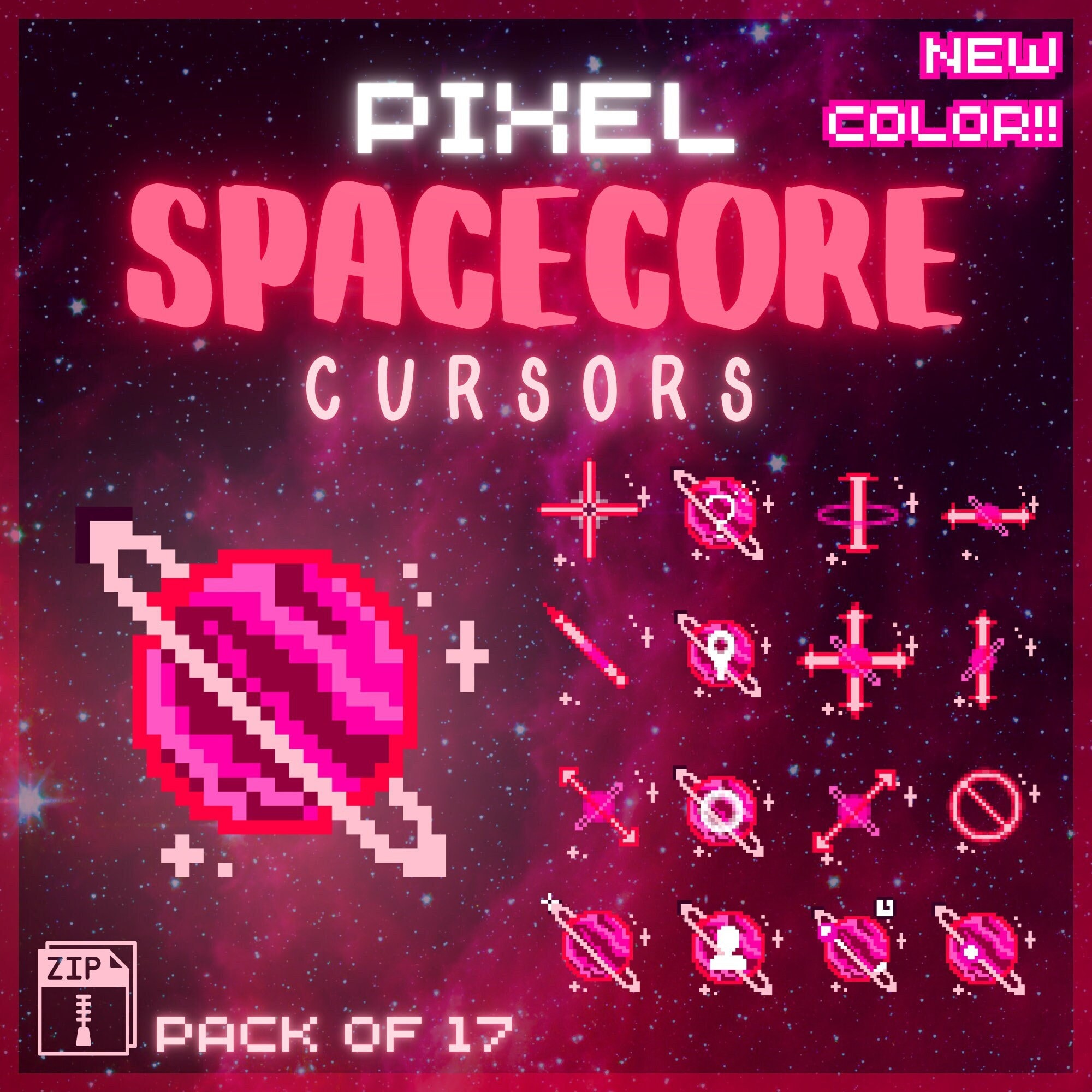 Spacecore Mouse Cursors Full Aesthetic Pack of All 17 States NEBULA RED ...