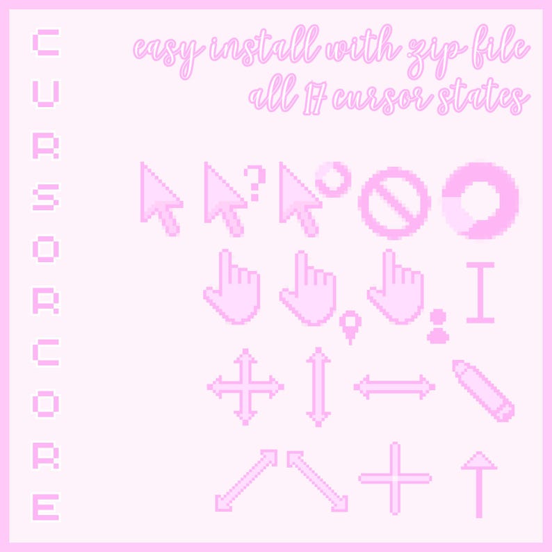 Pink Pastel Mouse Cursors - Full Aesthetic Pack of All 17 States - Etsy