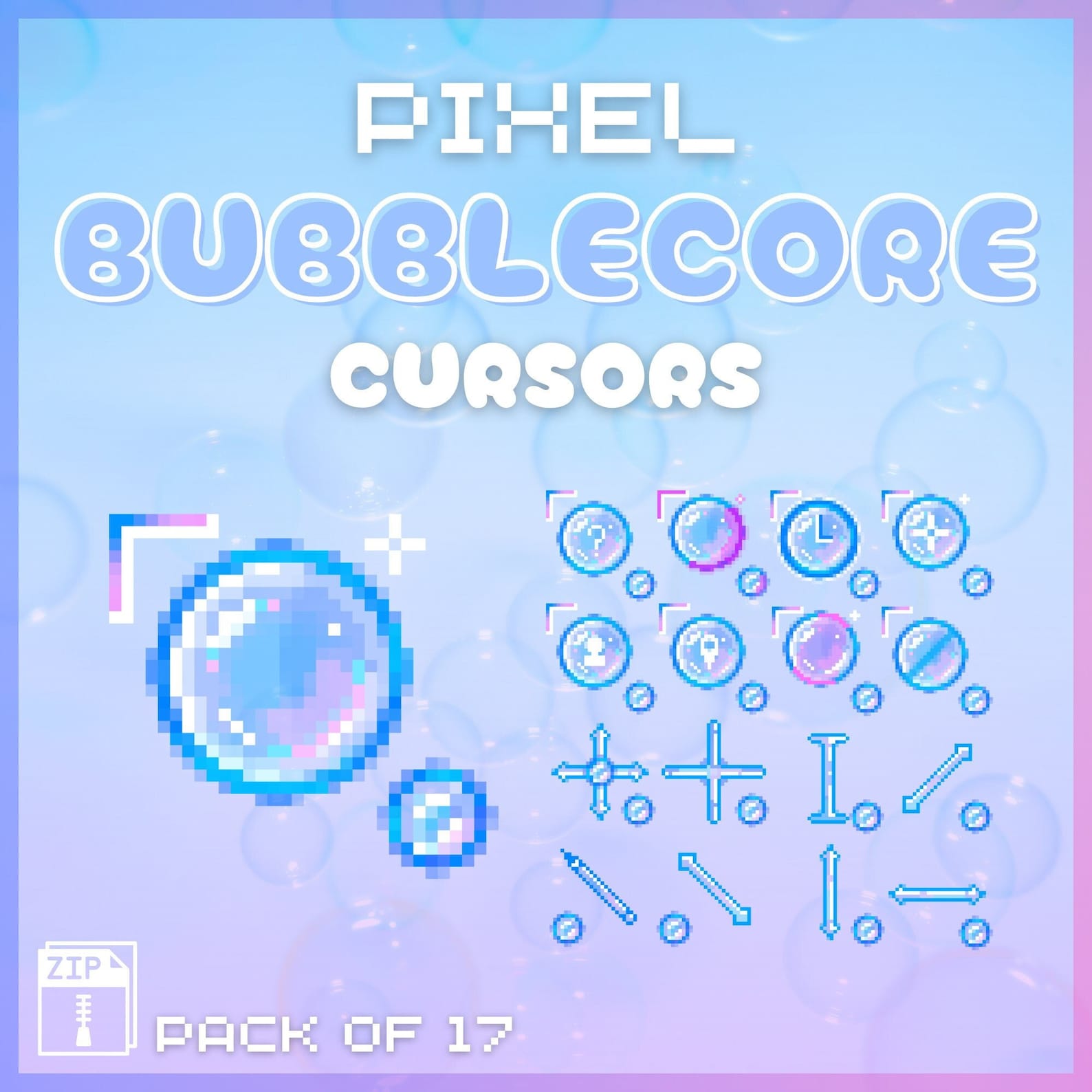 Bubblecore Mouse Cursors - Full Aesthetic Pack of All 17 States - Etsy