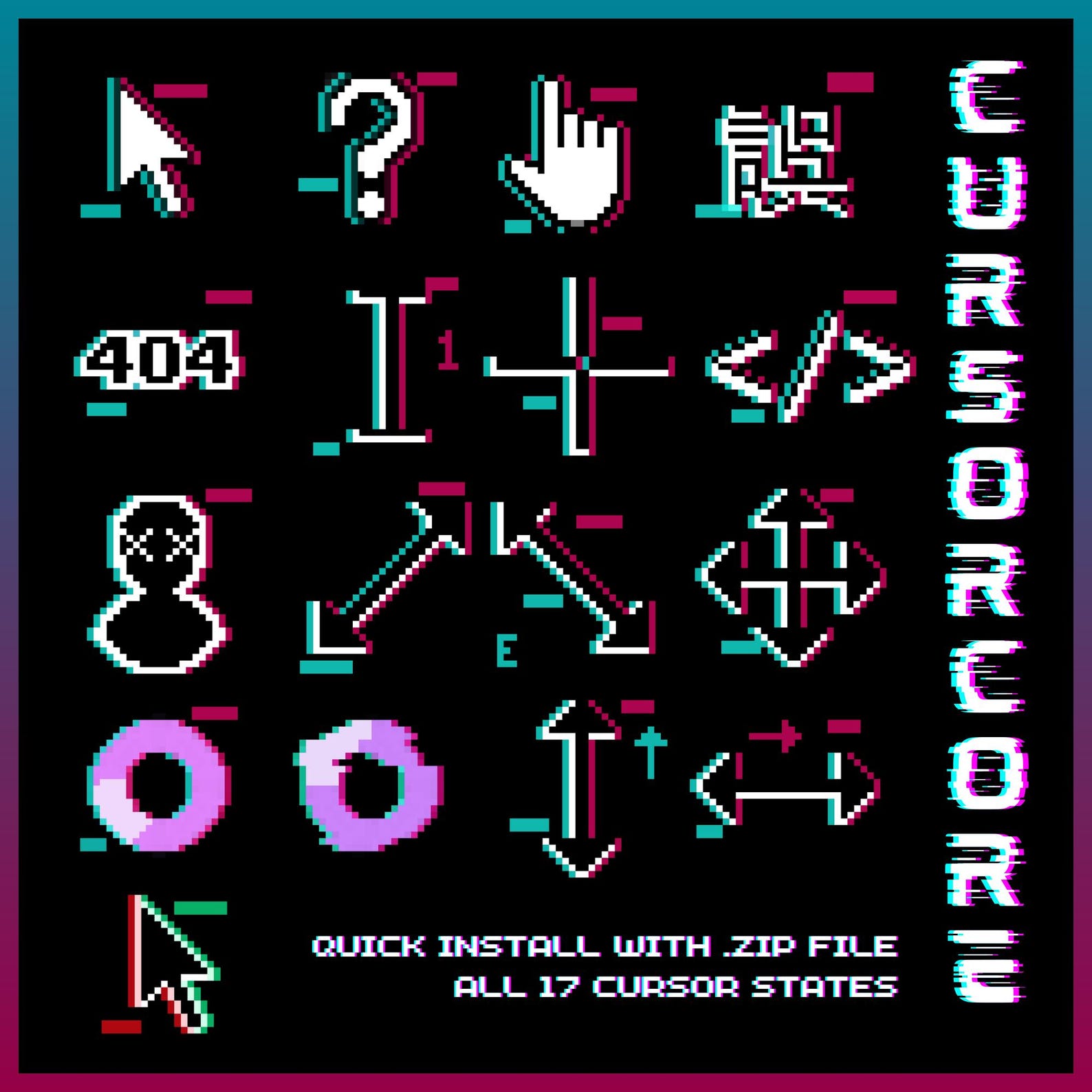 Glitchcore Animated Cursors - Full Aesthetic Pack of All 17 States - Etsy