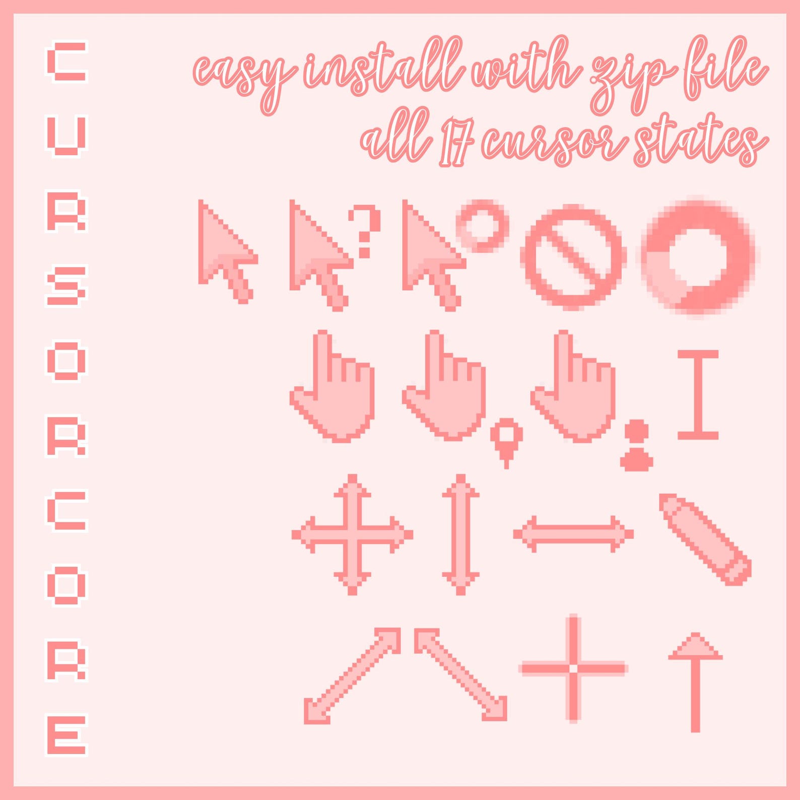 Rose Red Pastel Mouse Cursors - Full Aesthetic Pack of All 17 States - Etsy