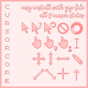Rose Red Pastel Mouse Cursors - Full Aesthetic Pack of All 17 States - Etsy