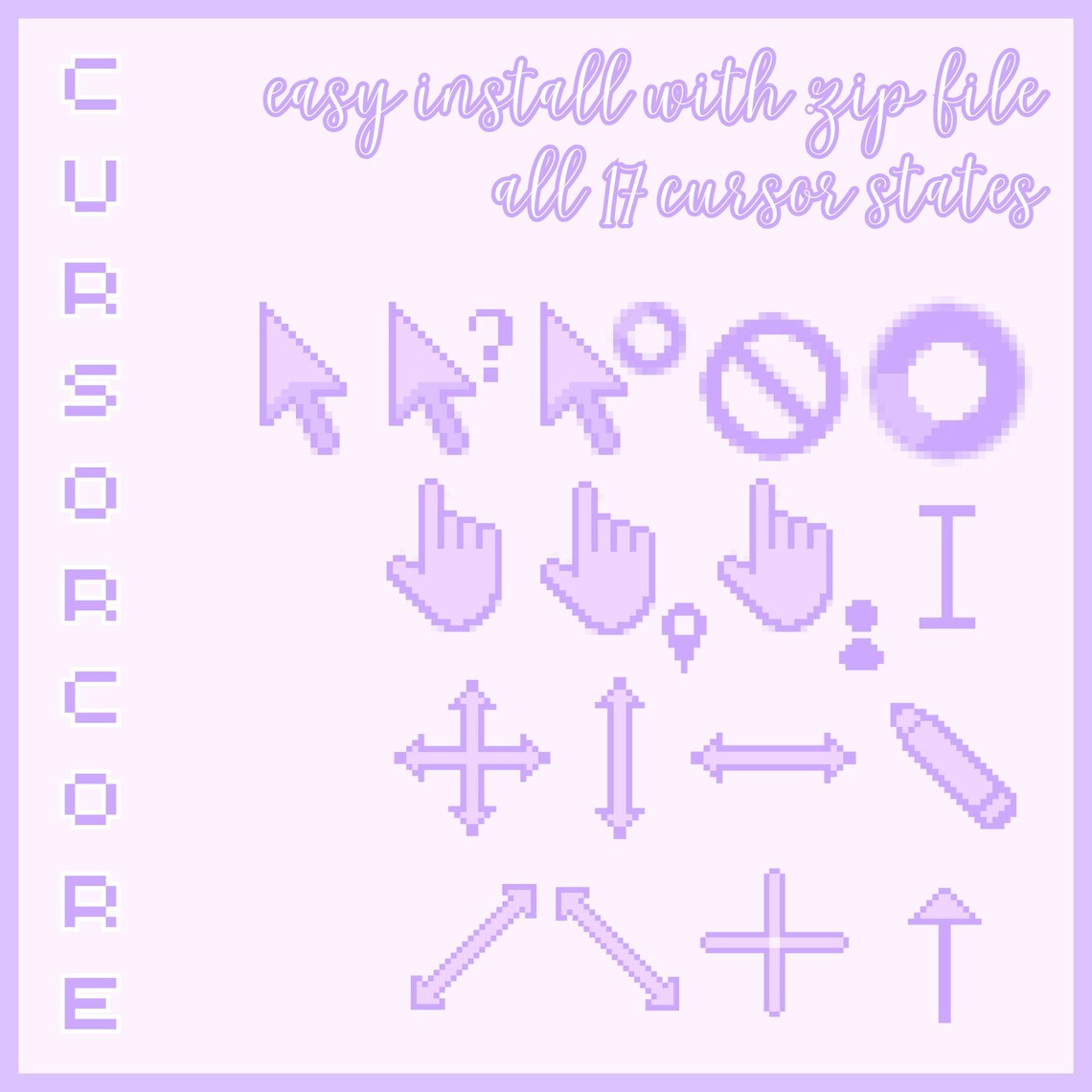 Purple Pastel Mouse Cursors - Full Aesthetic Pack of All 17 States - Etsy