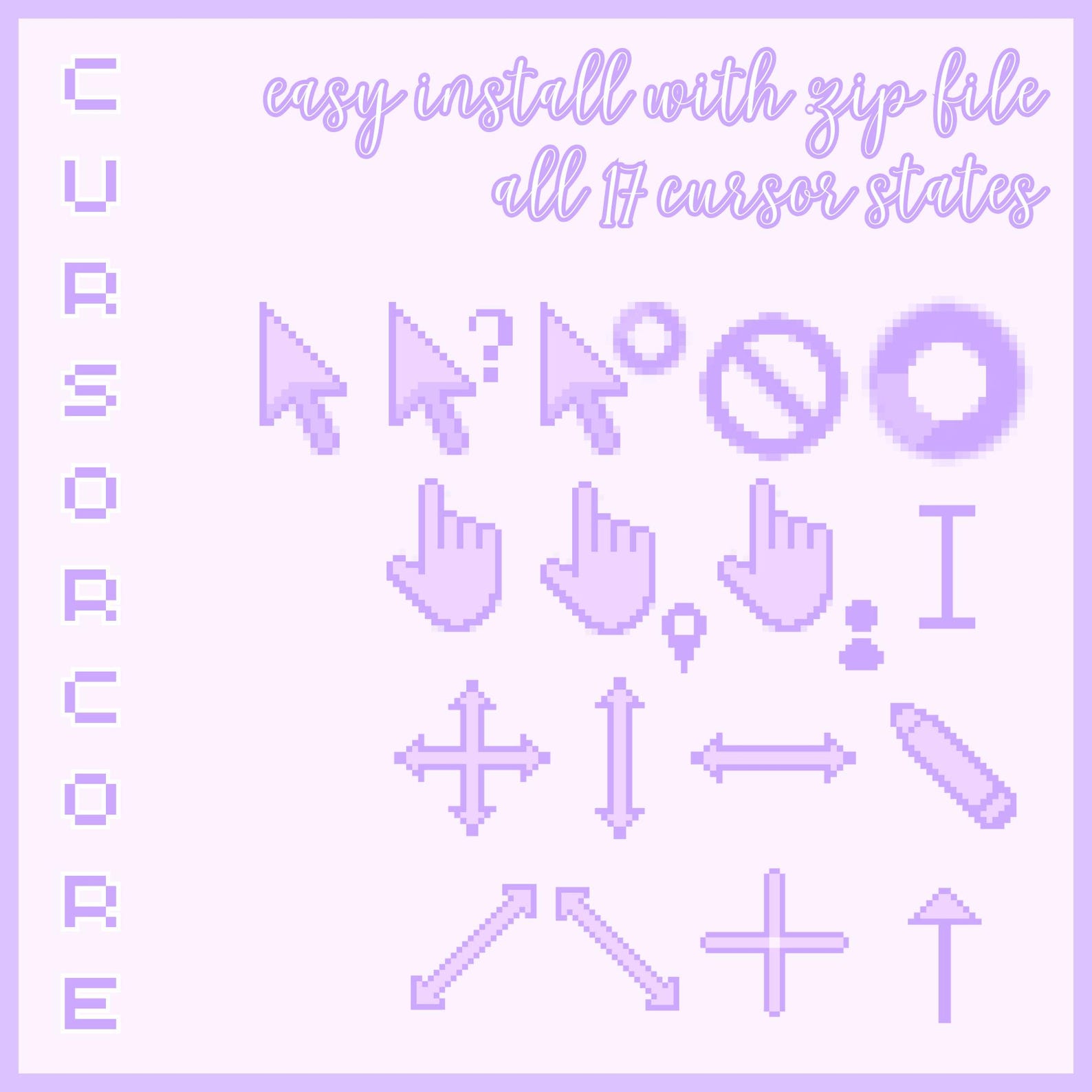 Purple Pastel Mouse Cursors - Full Aesthetic Pack of All 17 States - Etsy