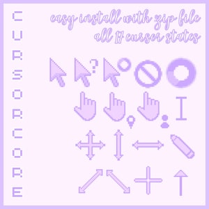 Purple Pastel Mouse Cursors - Full Aesthetic Pack of All 17 States - Etsy