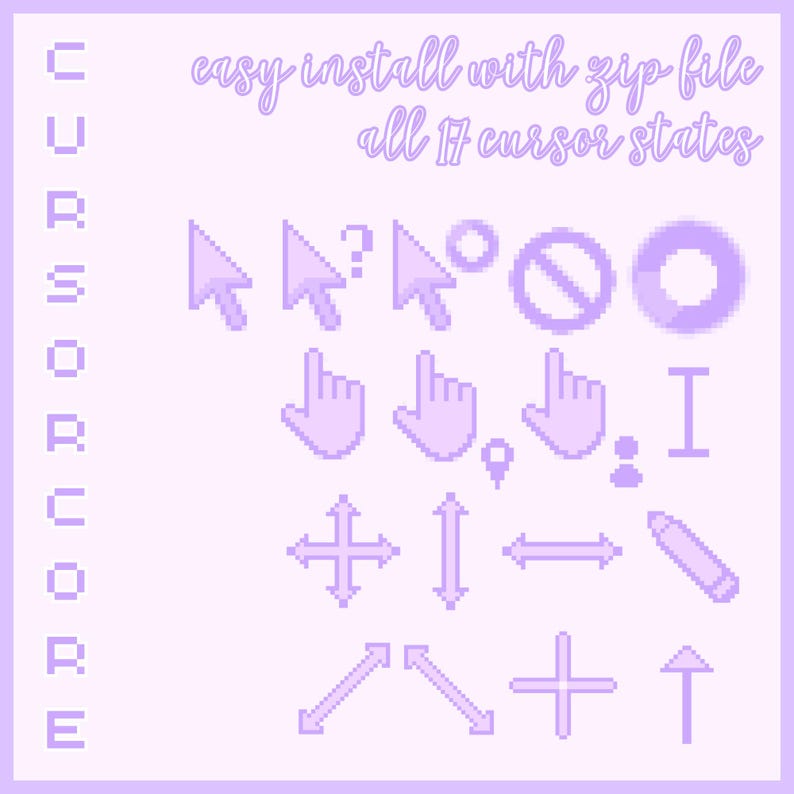 Purple Pastel Mouse Cursors - Full Aesthetic Pack of All 17 States - Etsy