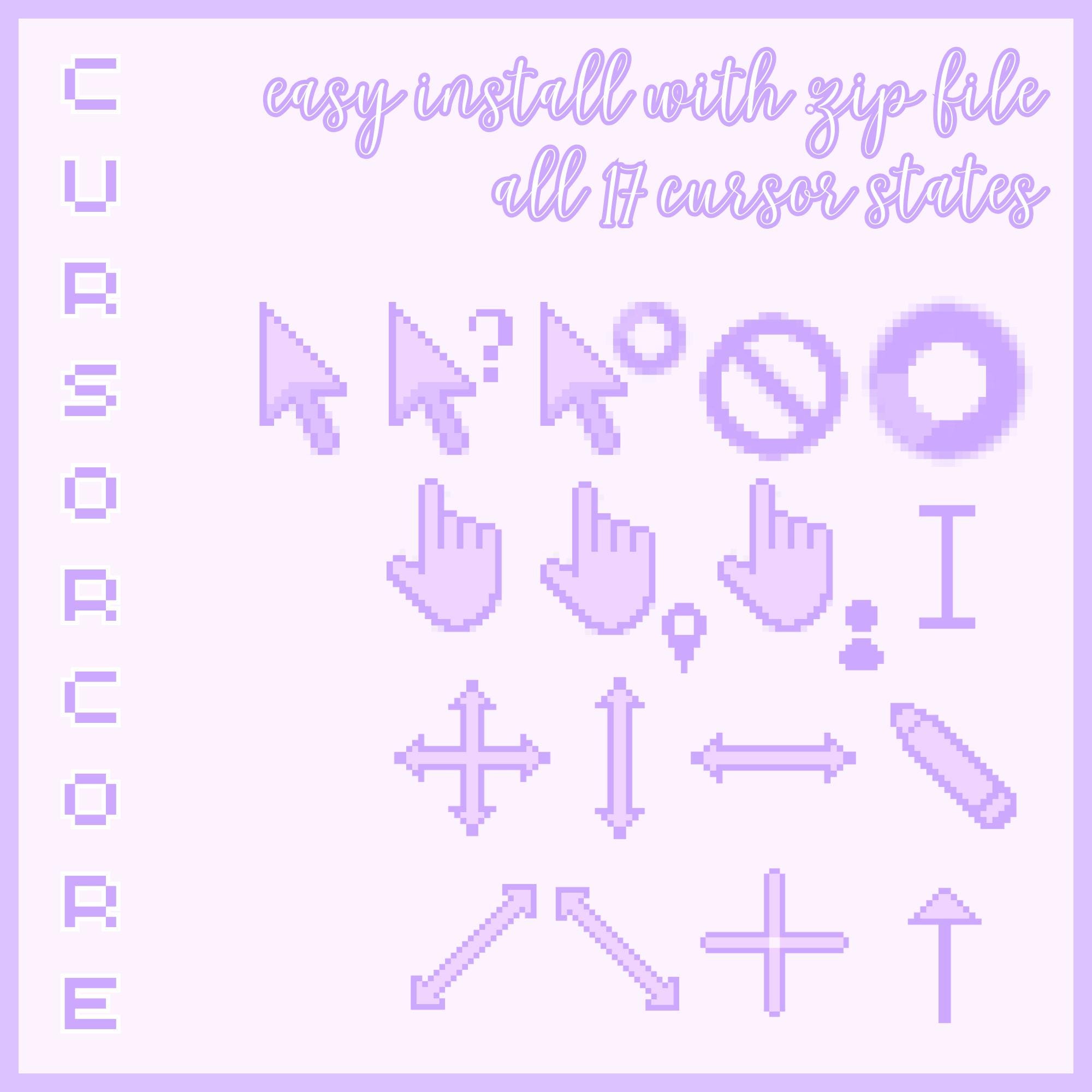 Purple Pastel Mouse Cursors - Full Aesthetic Pack of All 17 States - Etsy