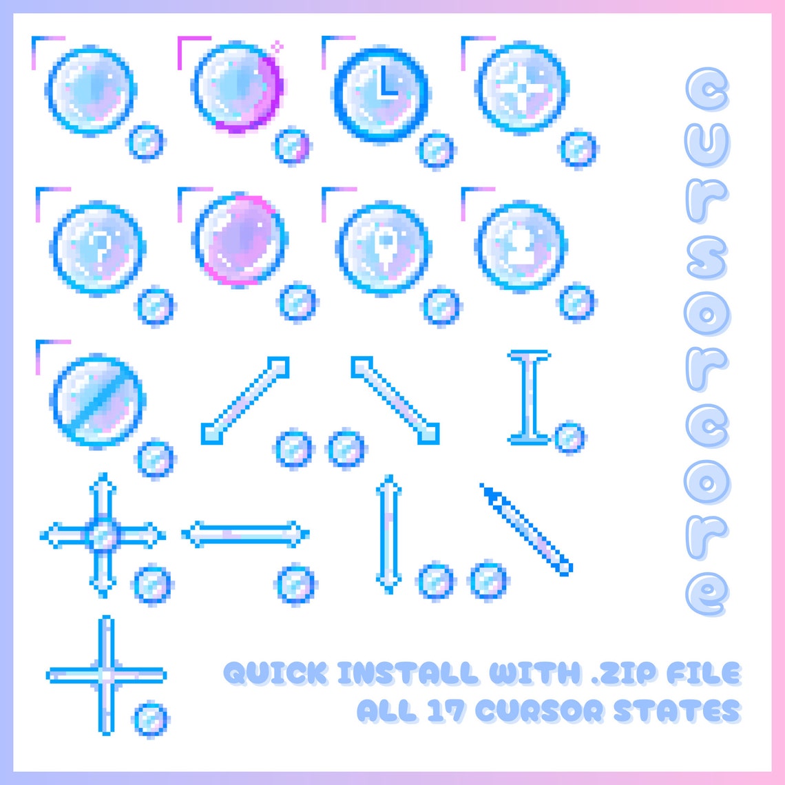 Bubblecore Mouse Cursors - Full Aesthetic Pack of All 17 States - Etsy