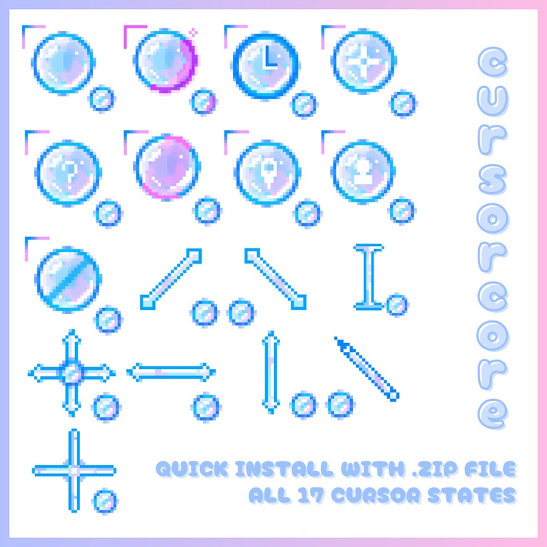 Bubblecore Animated Cursors - Full Aesthetic Pack of All 17 States - Etsy