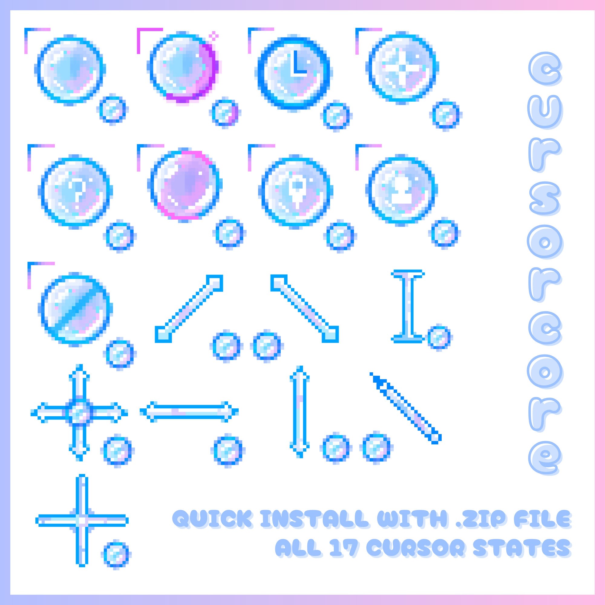 Bubblecore Mouse Cursors - Full Aesthetic Pack of All 17 States - Etsy