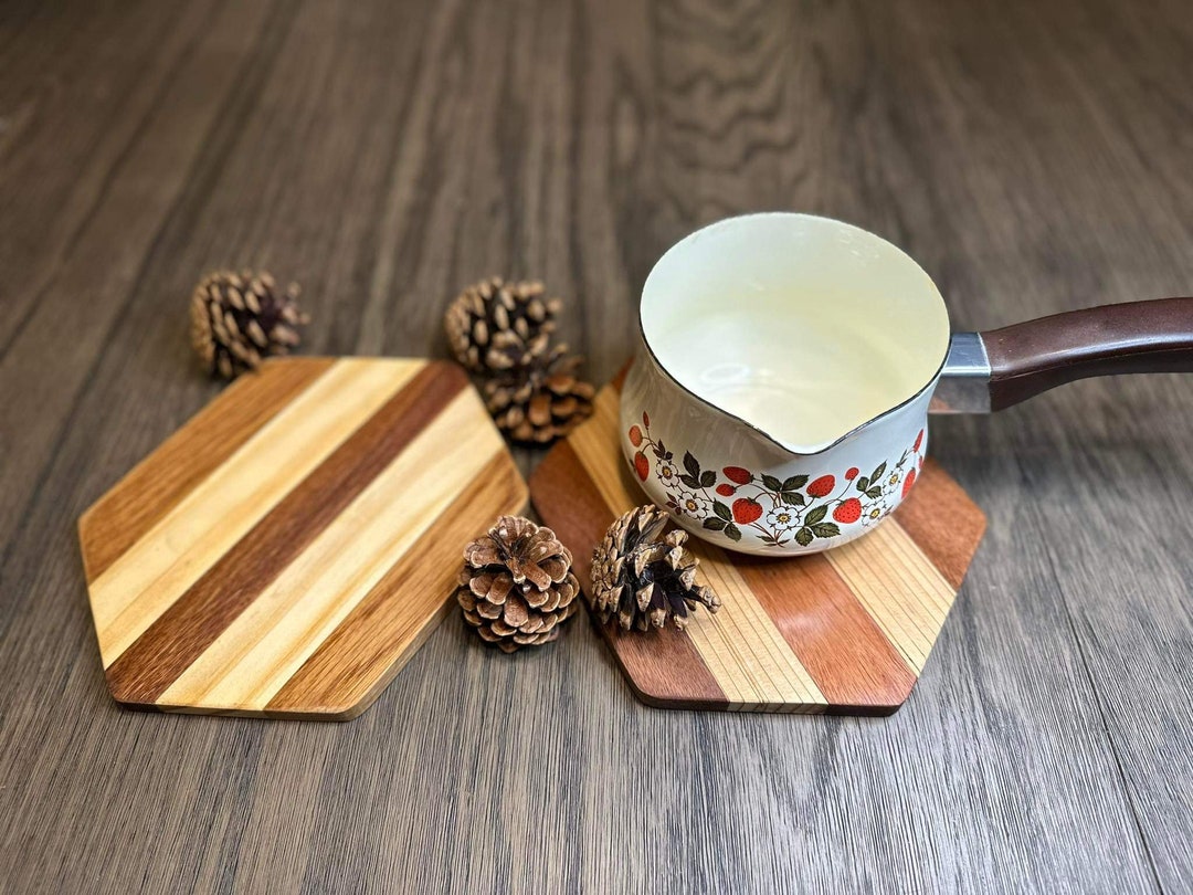 Hot Pad for Pots, Hexagon Pot Hot Pads, Hexagon Hardwood Pot Pad Set ...