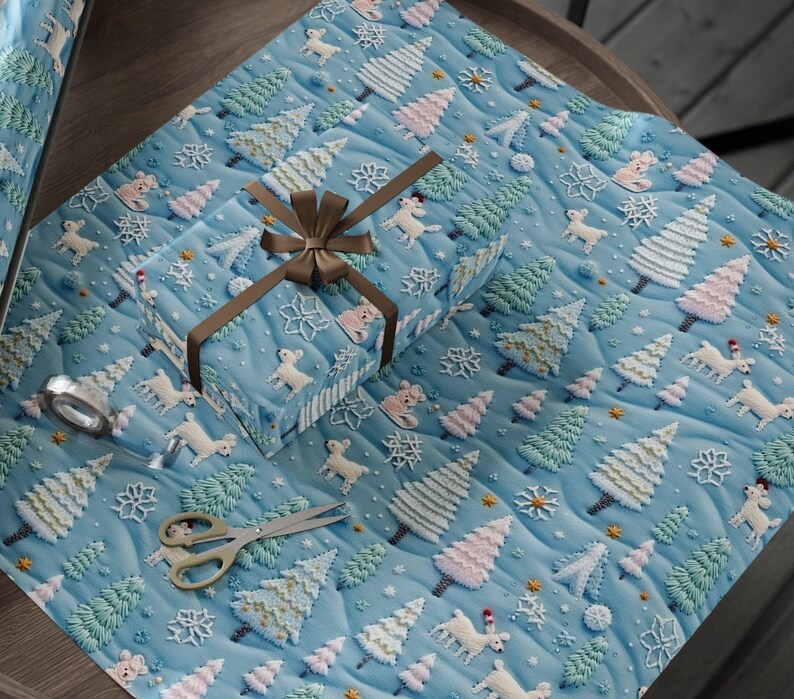 Cute Christmas Gift Wrapping Paper,snow Wrapping Paper,christmas Trees ...