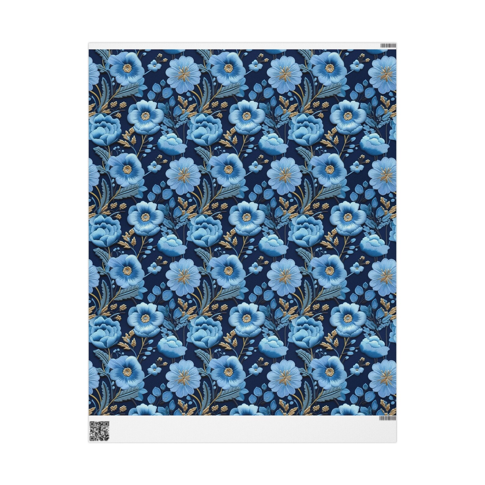 Wildflowers Gift Wrapping Paper,botanical Wrapping Paper,blue Flowers ...