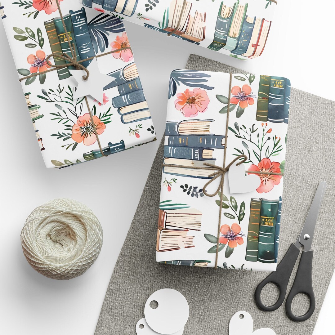 Books Gift Wrapping Paper,wildflowers Wrapping Papers,flower Gift Wraps ...