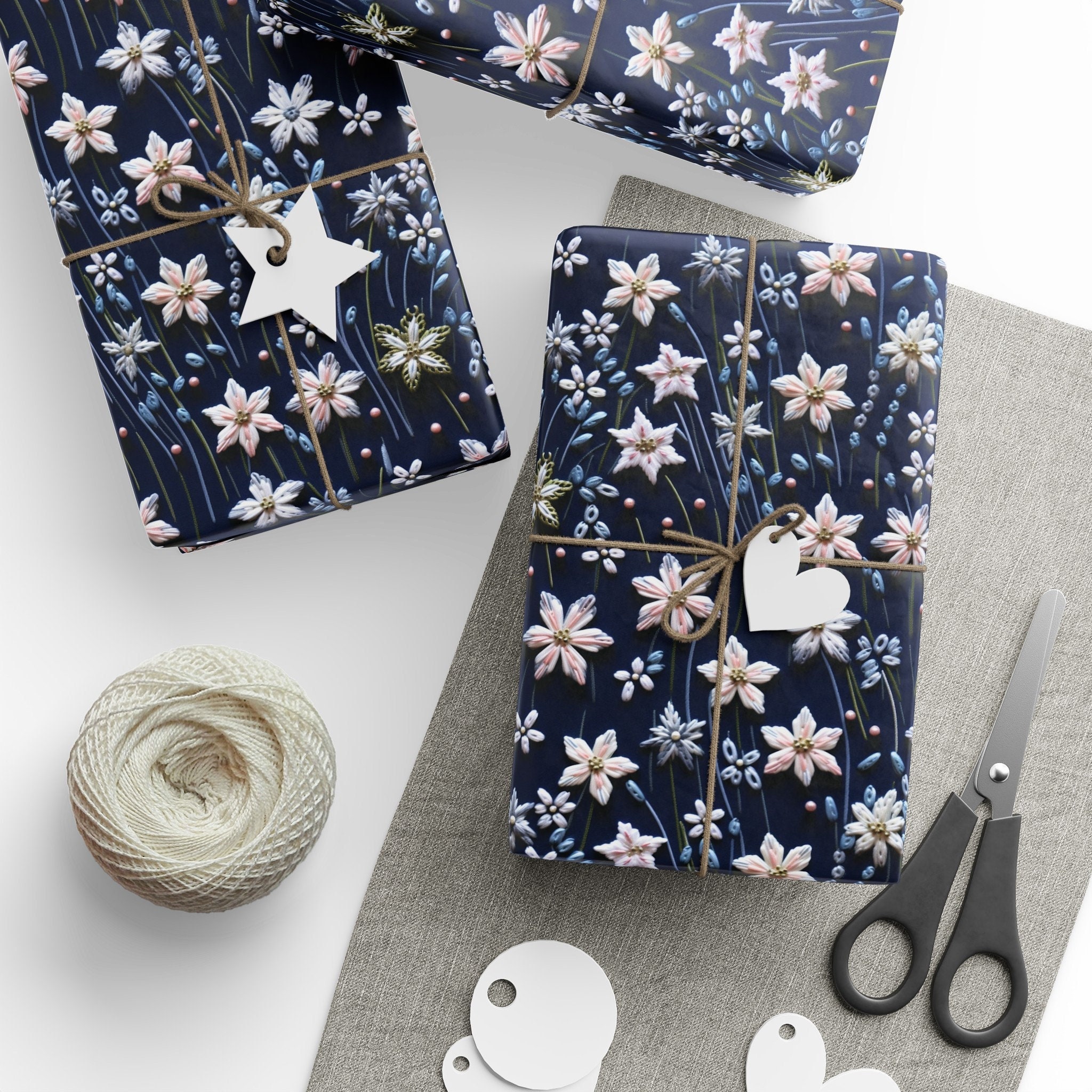 Wildflowers Gift Wrapping Paper,botanical Wrapping Paper,blue Flowers ...