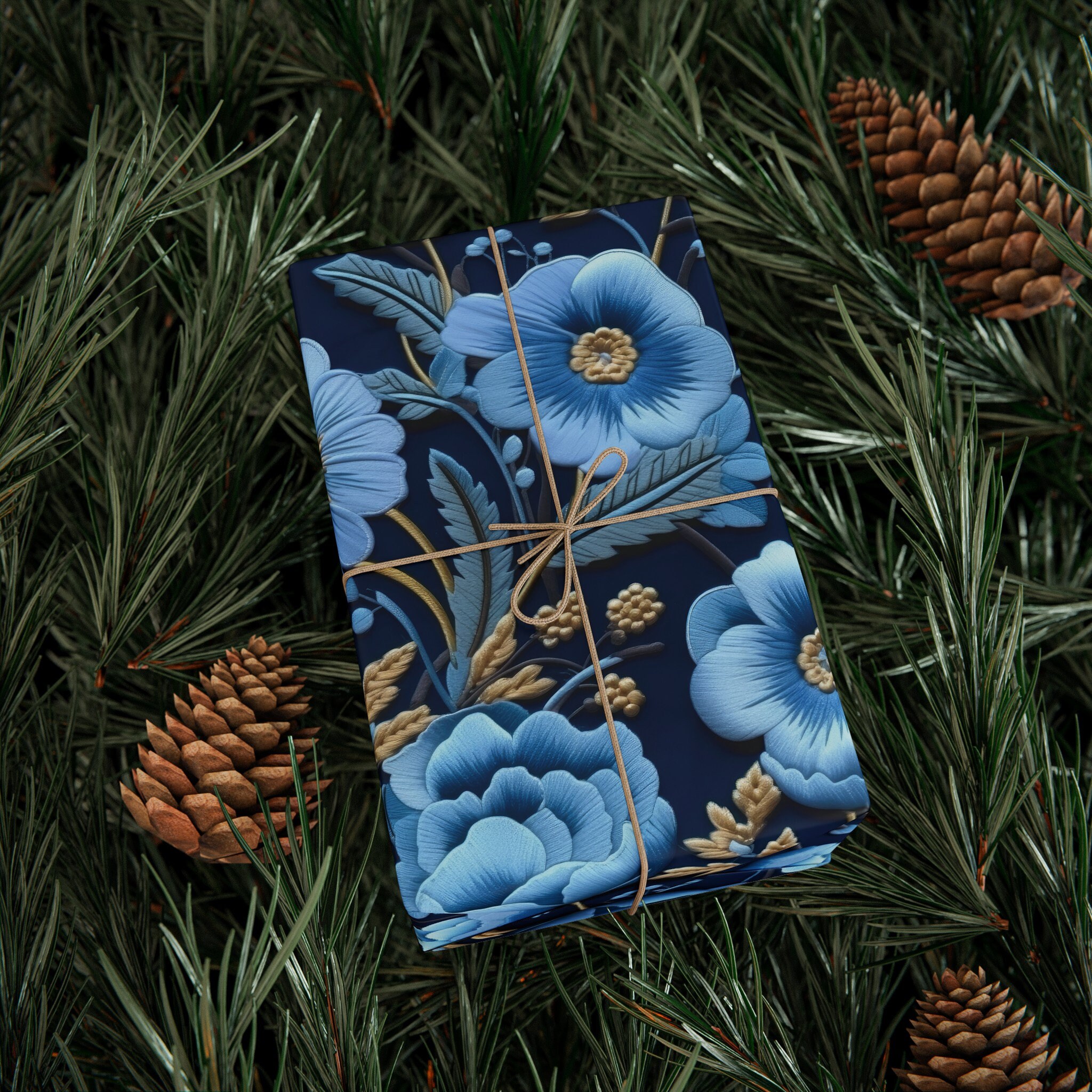 Wildflowers Gift Wrapping Paper,botanical Wrapping Paper,blue Flowers ...