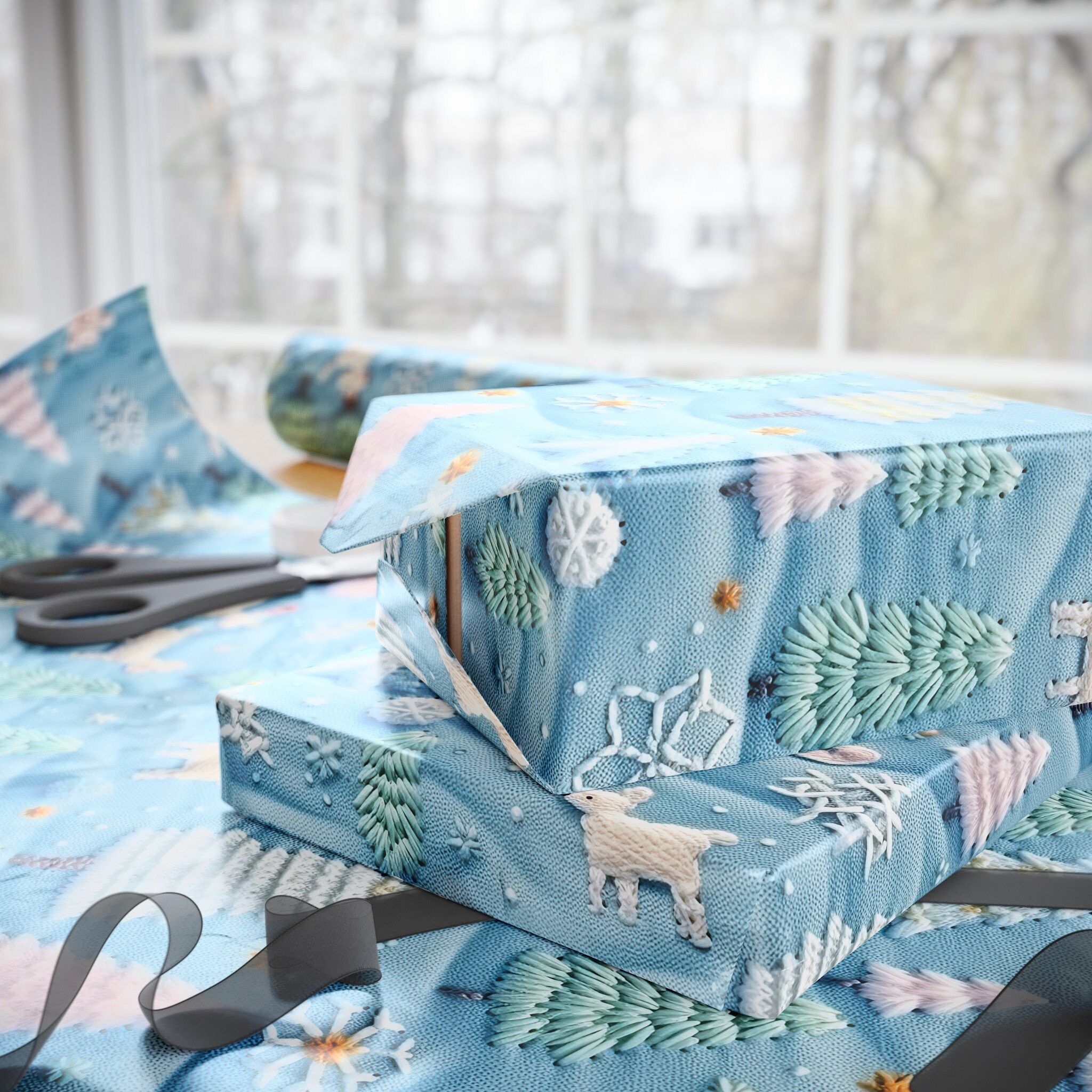 Cute Christmas Gift Wrapping Paper,snow Wrapping Paper,christmas Trees ...