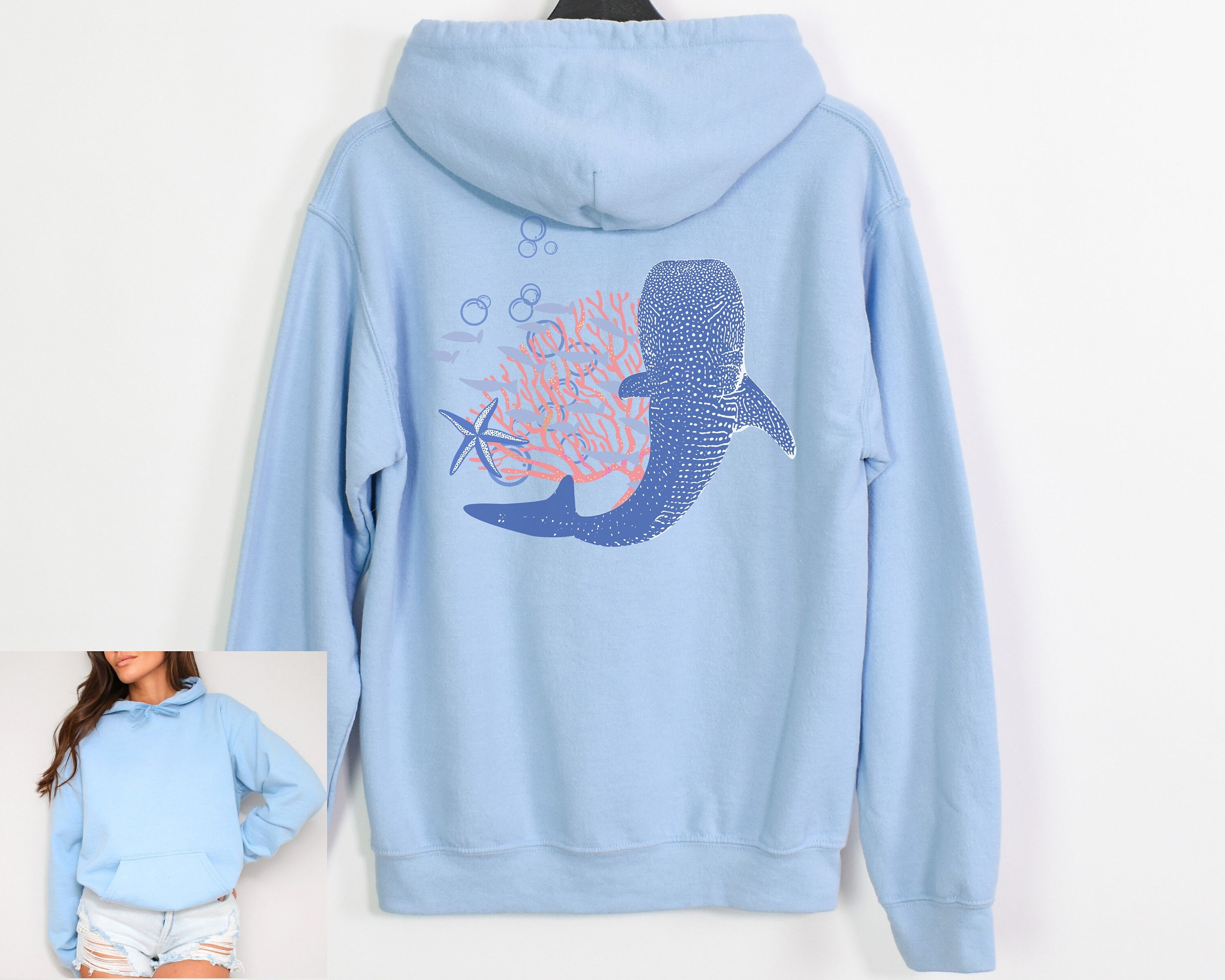 Whale Shark Hooded Sweatshirt,whale Oversized Hoodie,whale Ocean ...