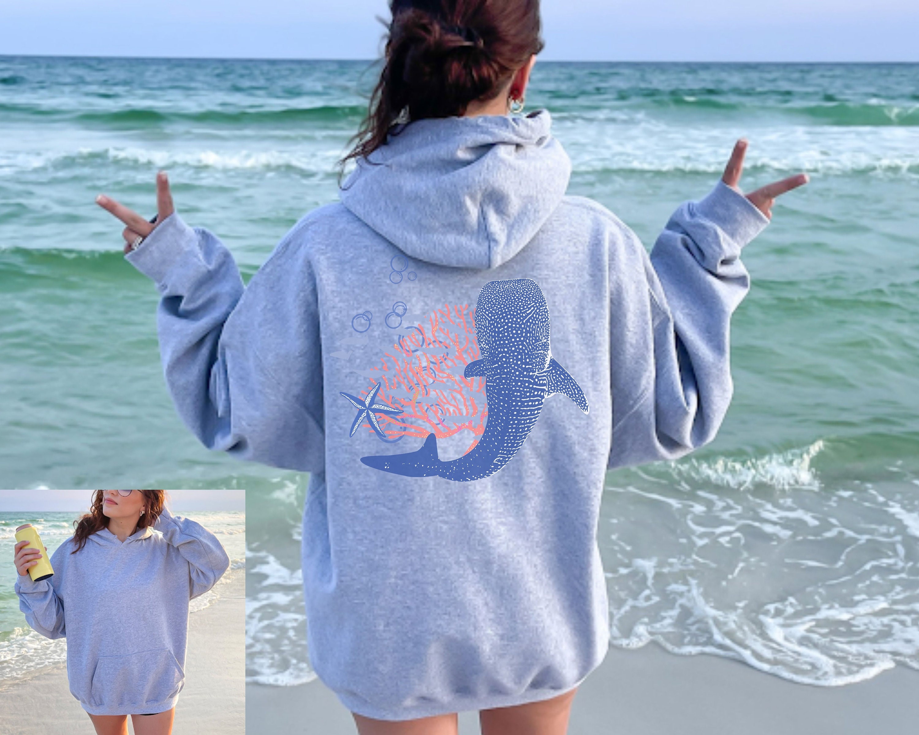 Whale Shark Hooded Sweatshirt,whale Oversized Hoodie,whale Ocean ...