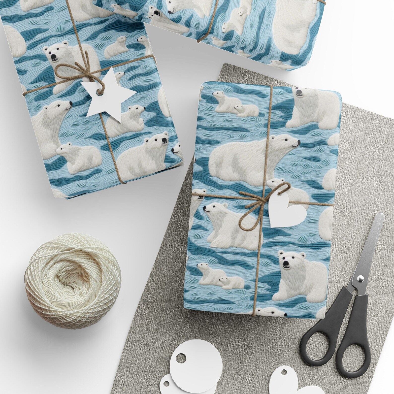 Polar Bear Gift Wrapping Paper,snow Wrapping Papers,cute Christmas Gift ...