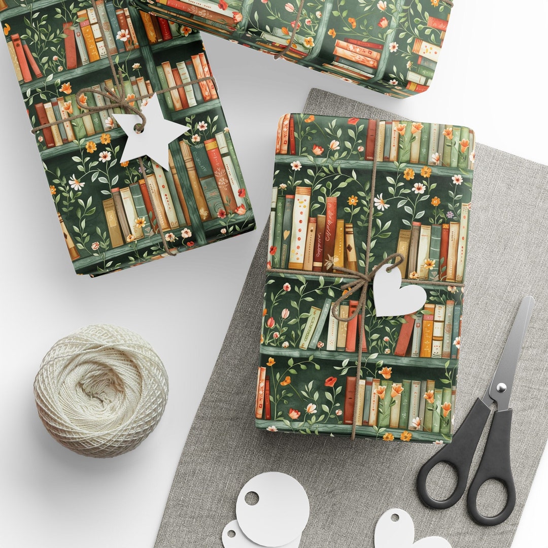 Bookshelf Gift Wrapping Paper,wildflowers Wrapping Papers,flower Gift ...