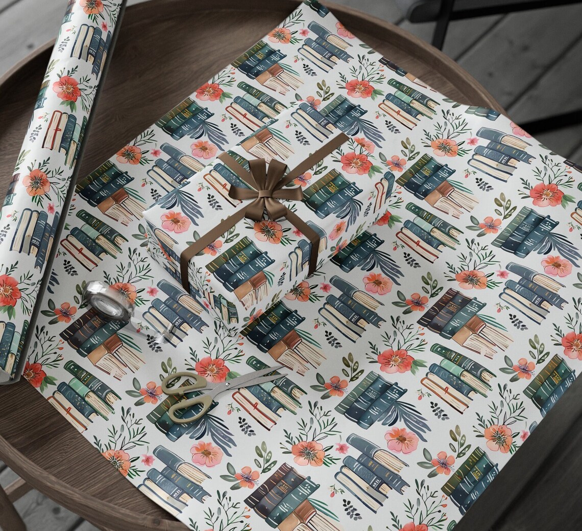 Books Gift Wrapping Paper,wildflowers Wrapping Papers,flower Gift Wraps ...