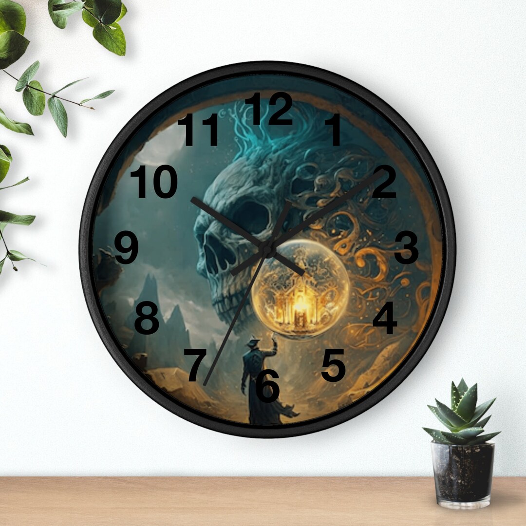 Wall Clock Skull Fantasy - Etsy