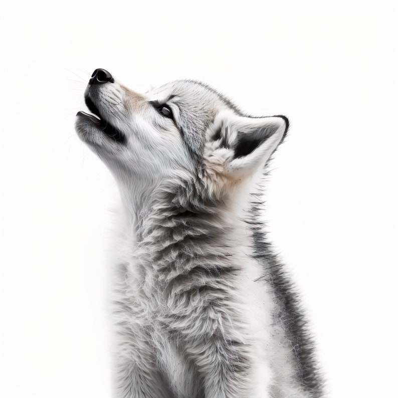 Printable Minimalist Howling Baby Wolf, Call of the Wild, Nature Art ...