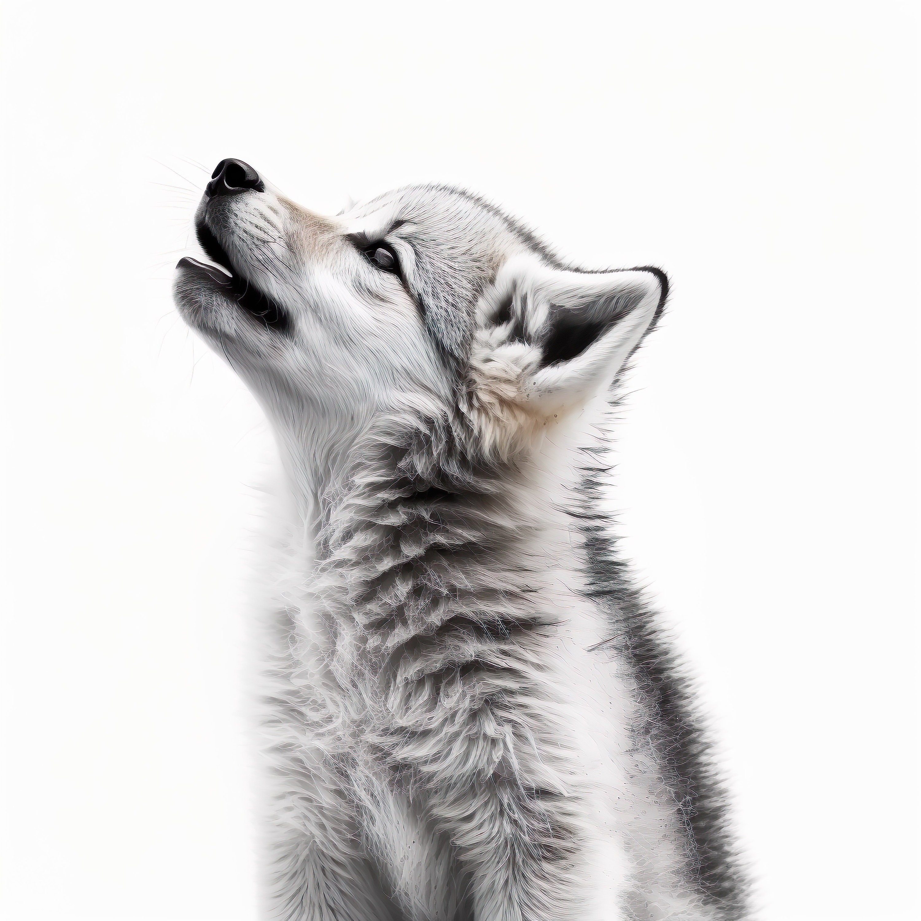 Printable Minimalist Howling Baby Wolf, Call of the Wild, Nature Art ...