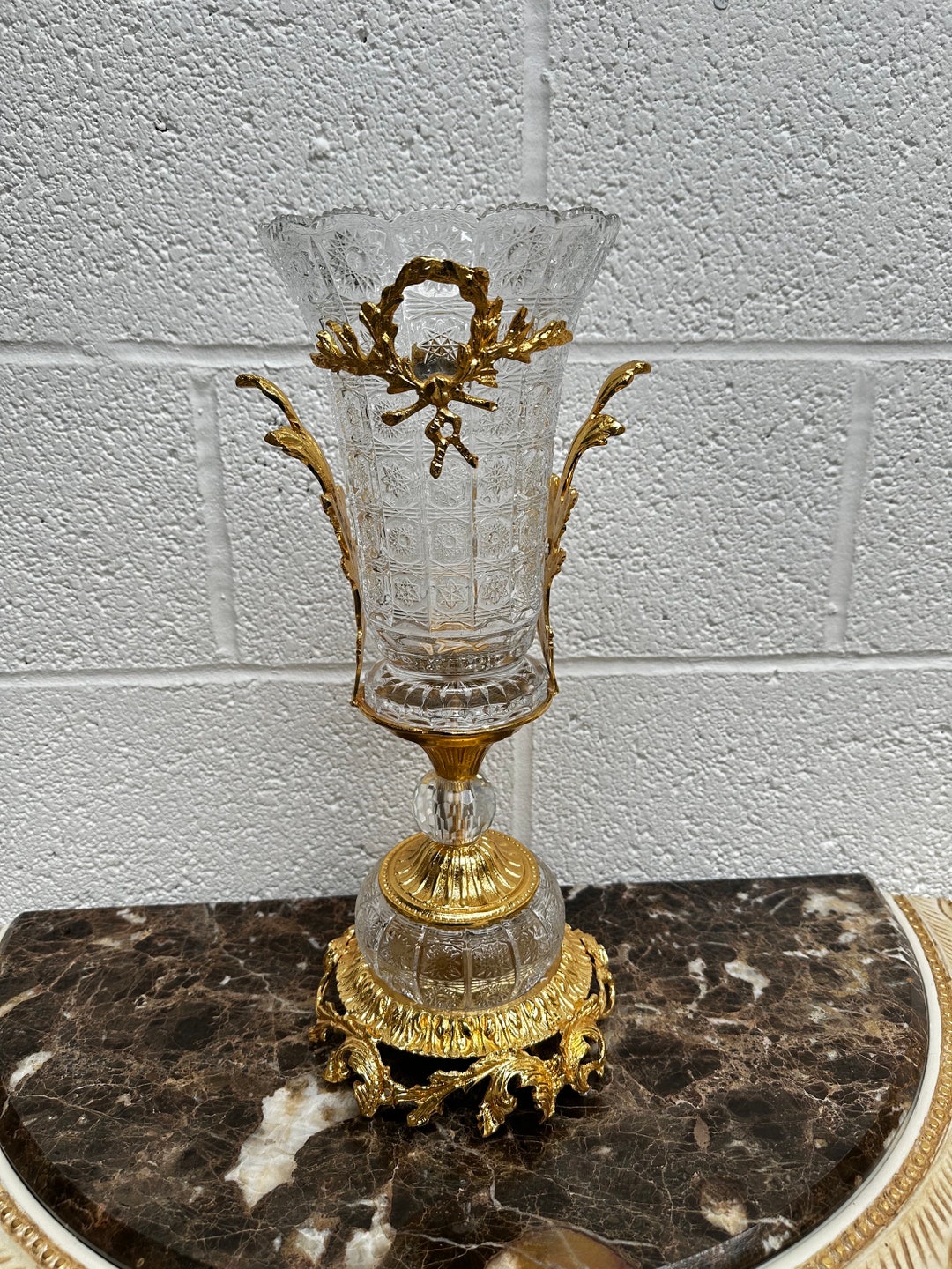 Gold Ornate Vase - Vintage Style Vase - Table Center Piece - Home Decor ...