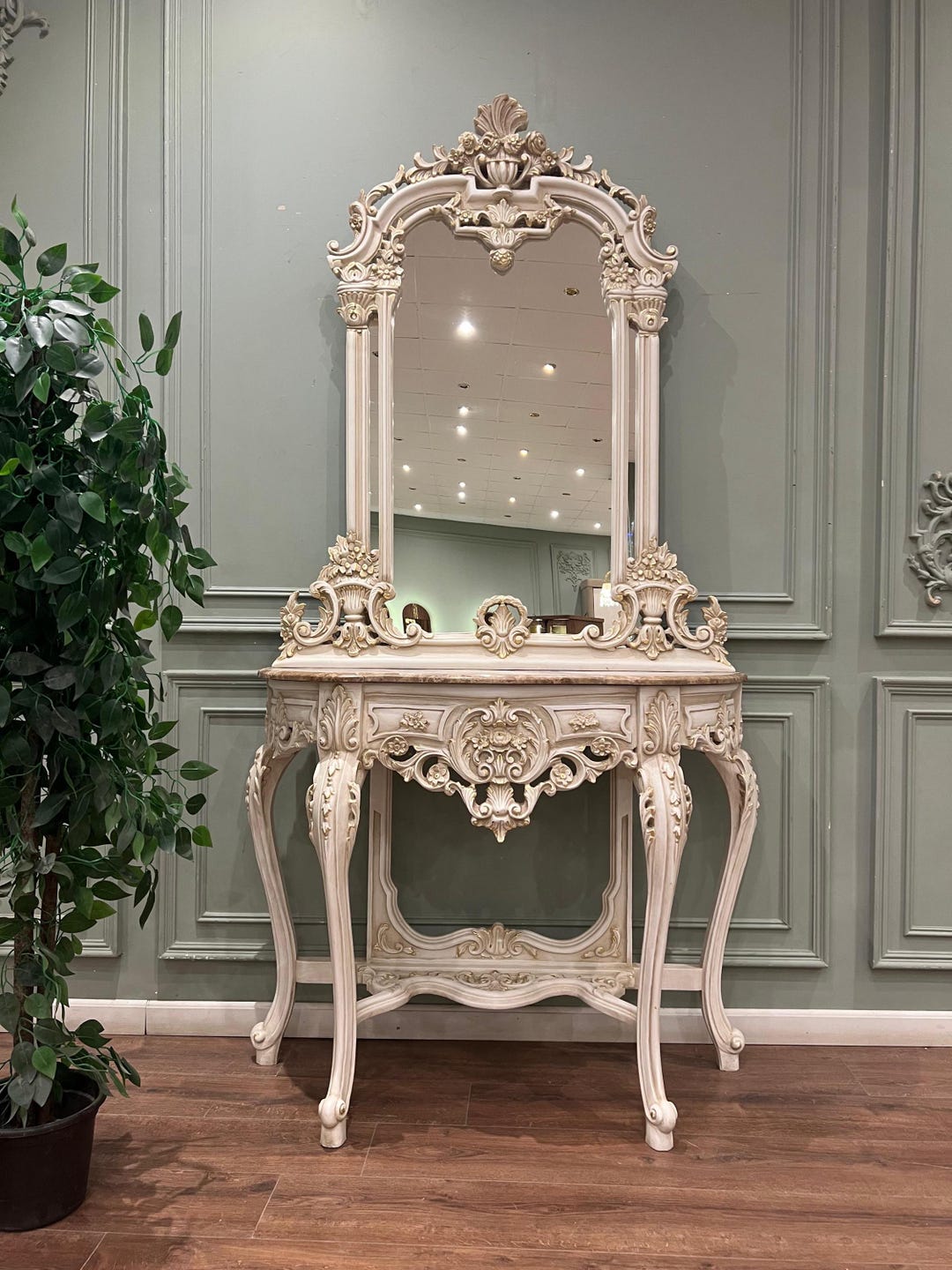 Baroque Rococo French Vintage Style Console Table With Mirror, Ornate ...