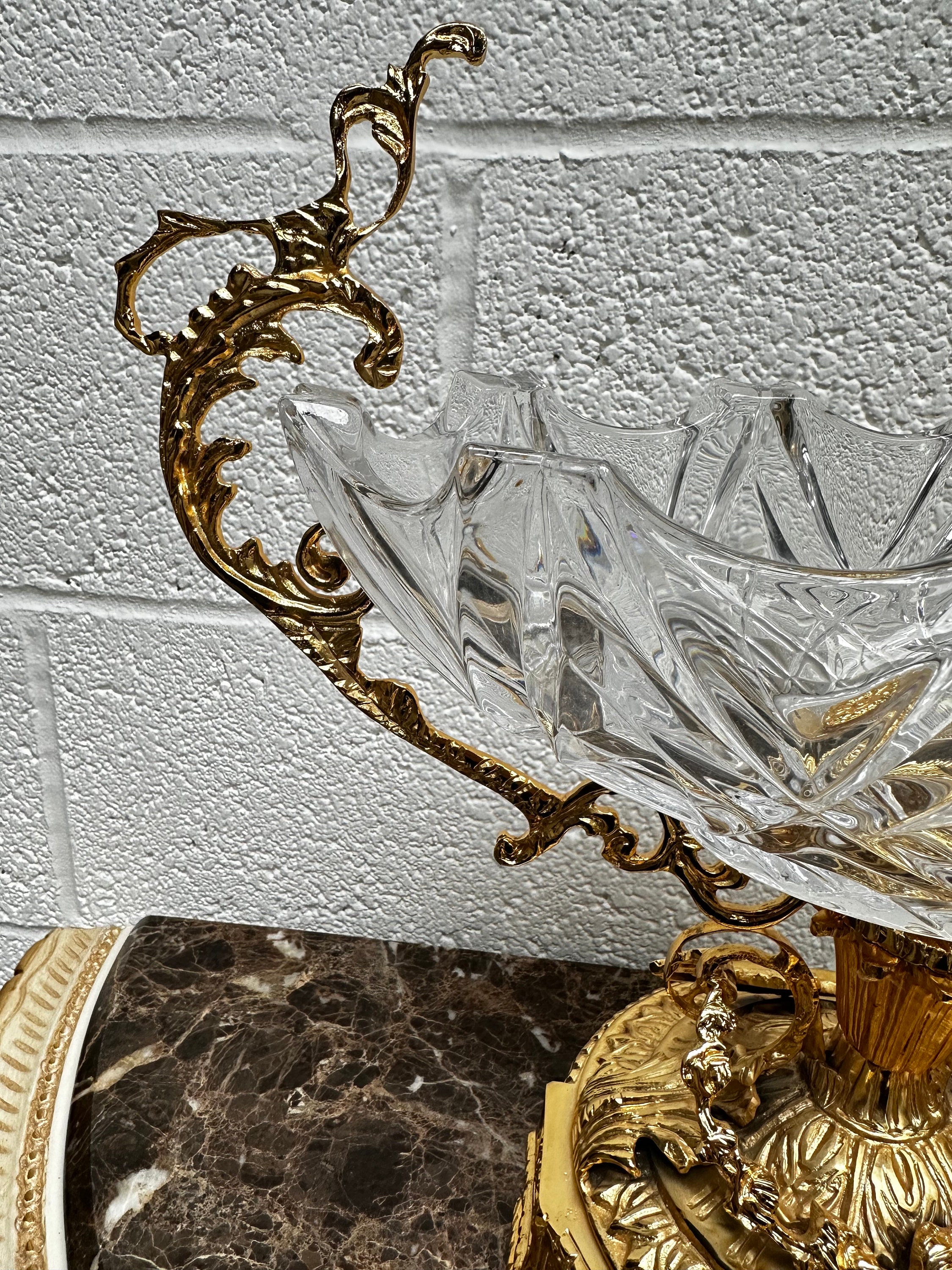 Gold Bowl Glass Centrepiece Vase Vintage Style Centerpiece Classic ...