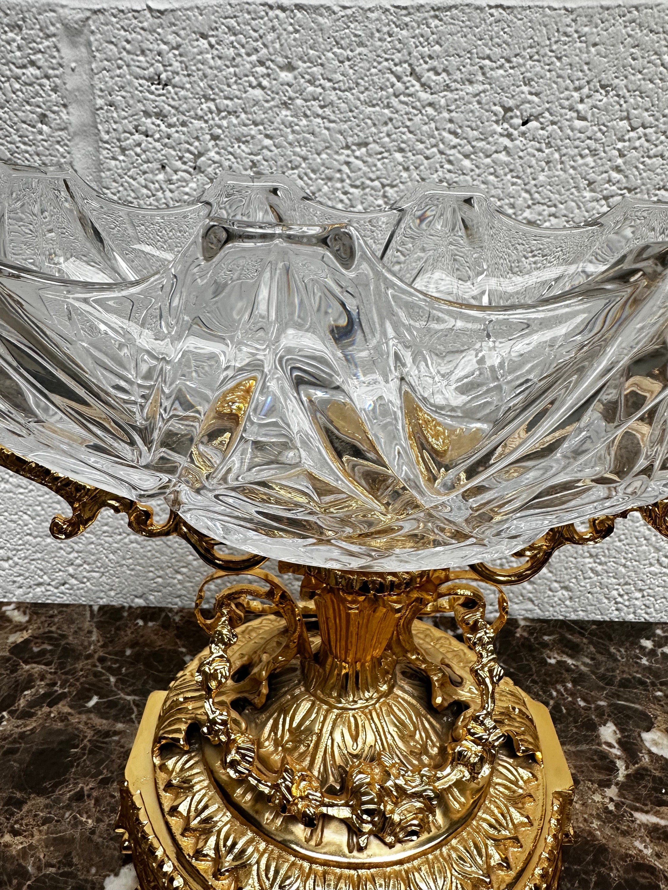Gold Bowl Glass Centrepiece Vase Vintage Style Centerpiece Classic ...