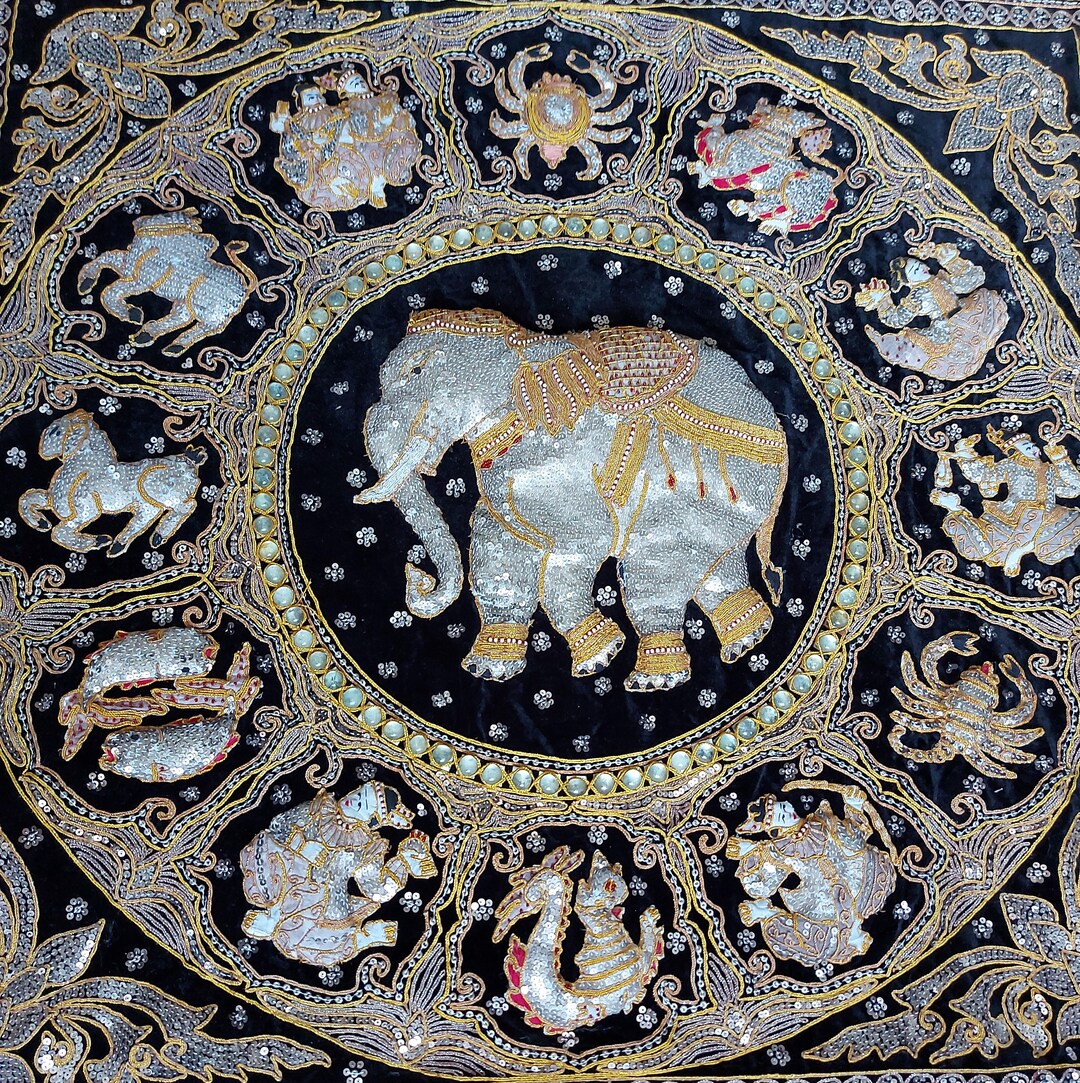 Burmese Kalaga Handmade Sequin Embroidery Hanging Tapestry - Approx ...